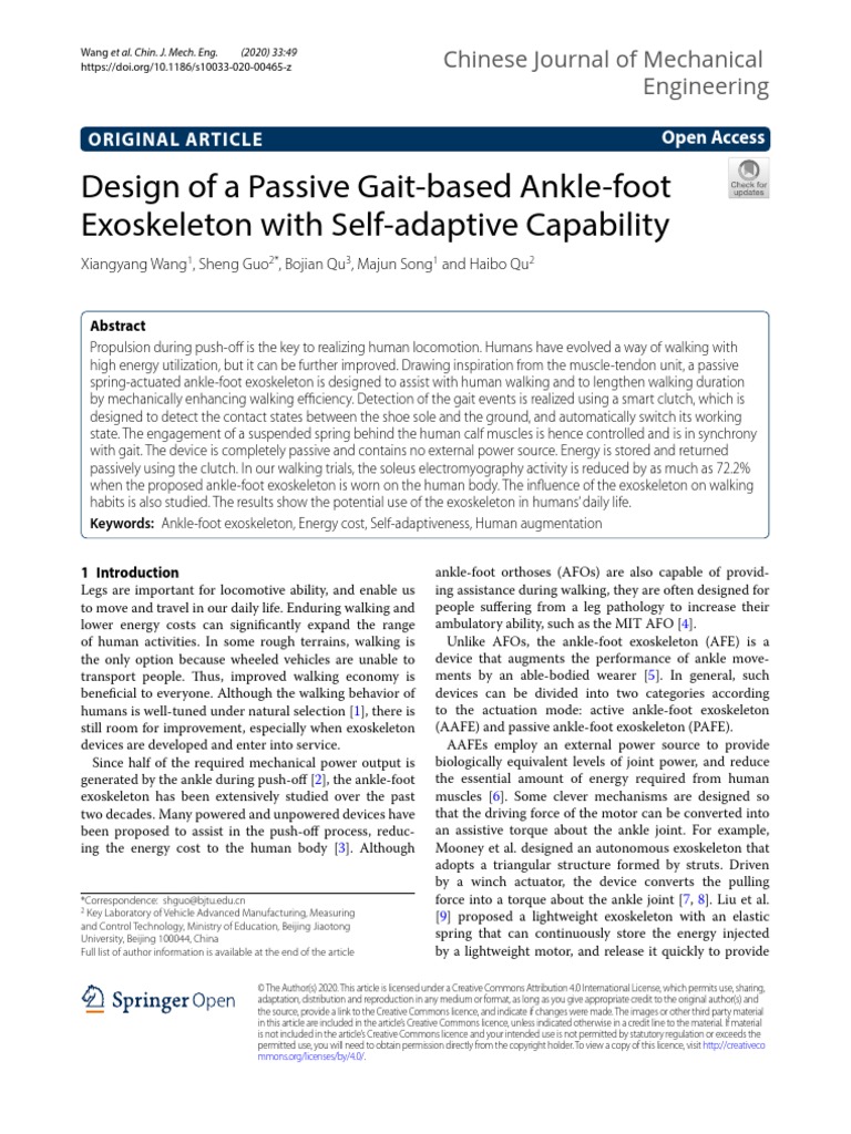 Design of A Passive Gait-Based Ankle-Foot Exoskeleton With Self ...
