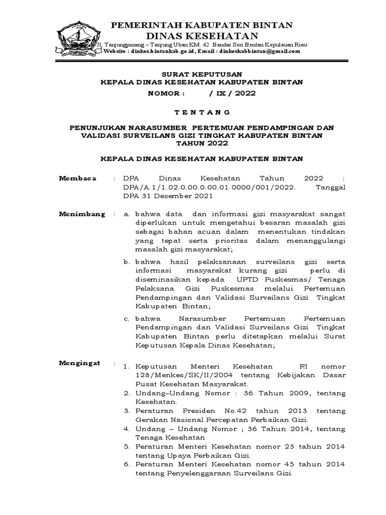 SK Narsum Validasi Surv - Gizi 270922 | PDF