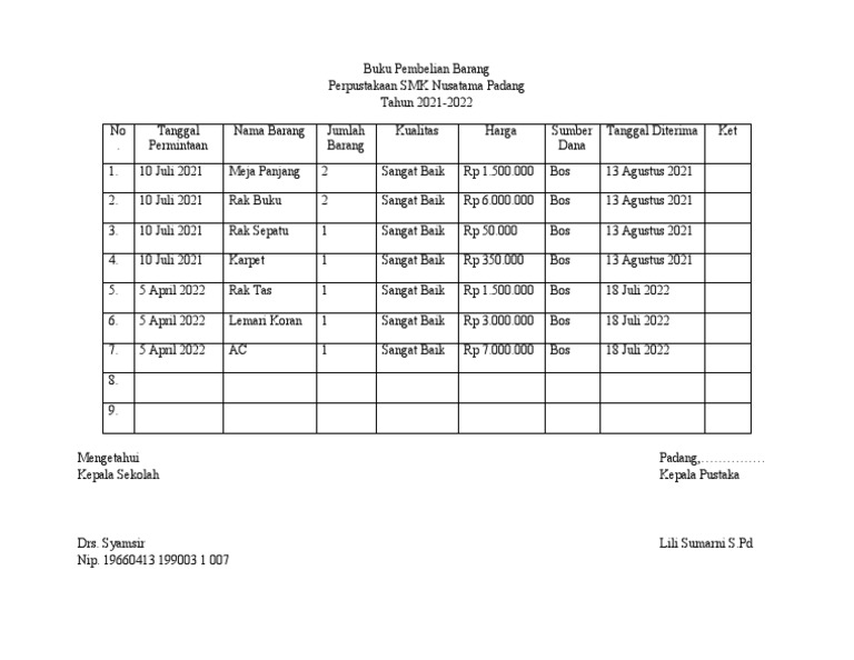 Buku Pembelian Barang | PDF