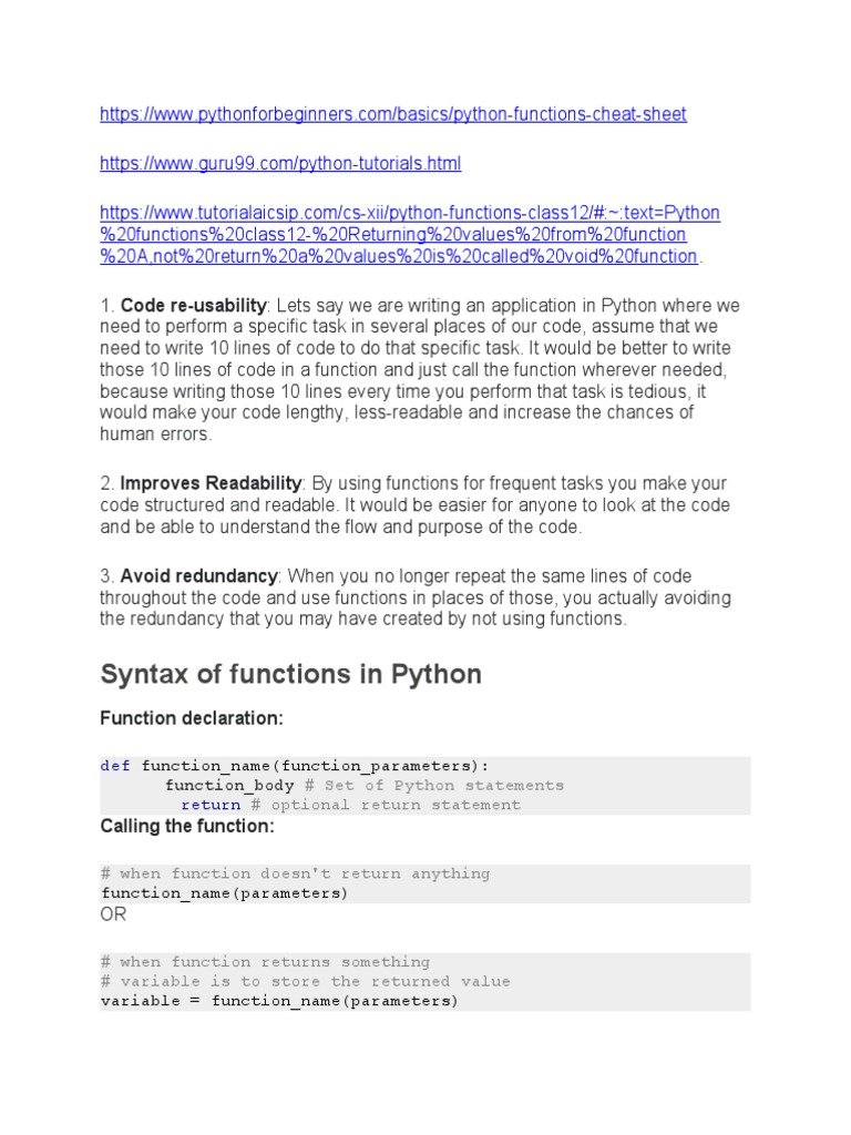 Function Pdf Parameter Computer Programming Subroutine