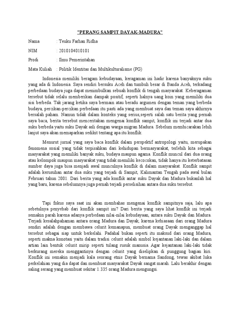 Perang Sampit Dayak Farhan | PDF | Ilmu Sosial | Sejarah