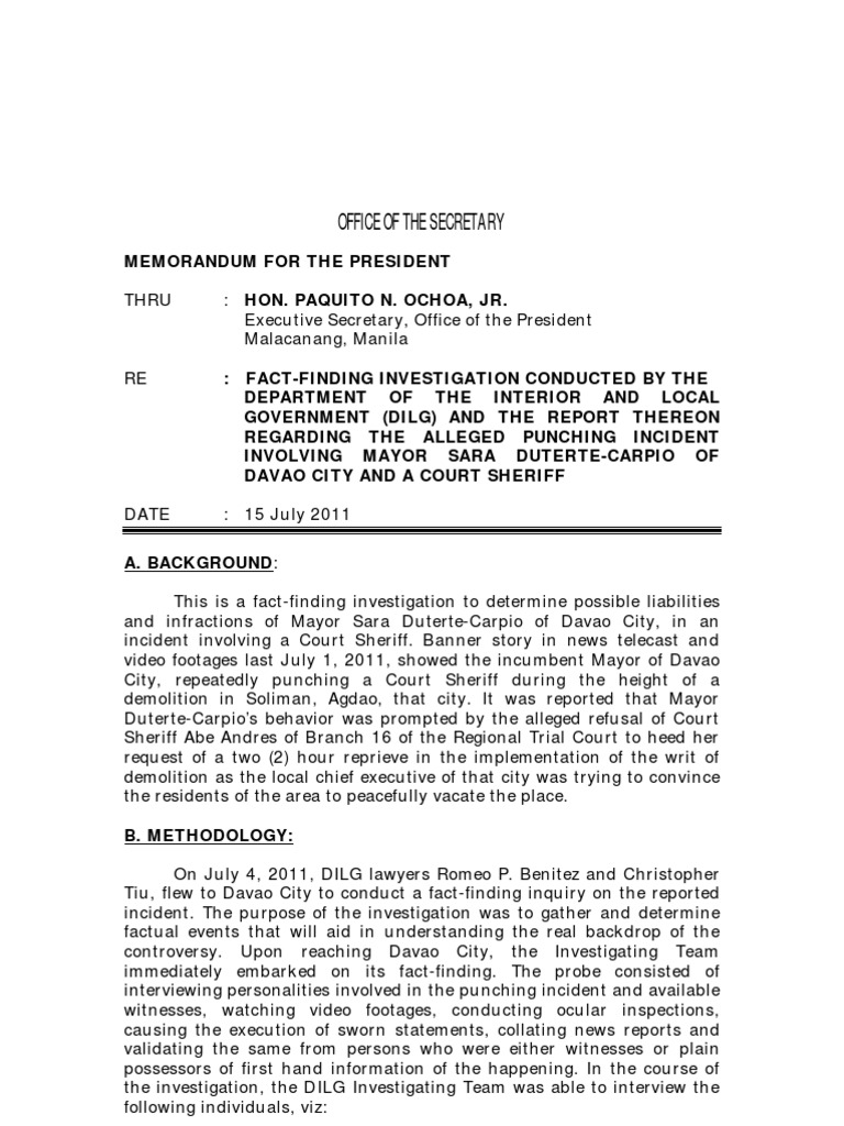 Fact-Finding Investigation Conducted by the DILG - Duterte-Carpio ...