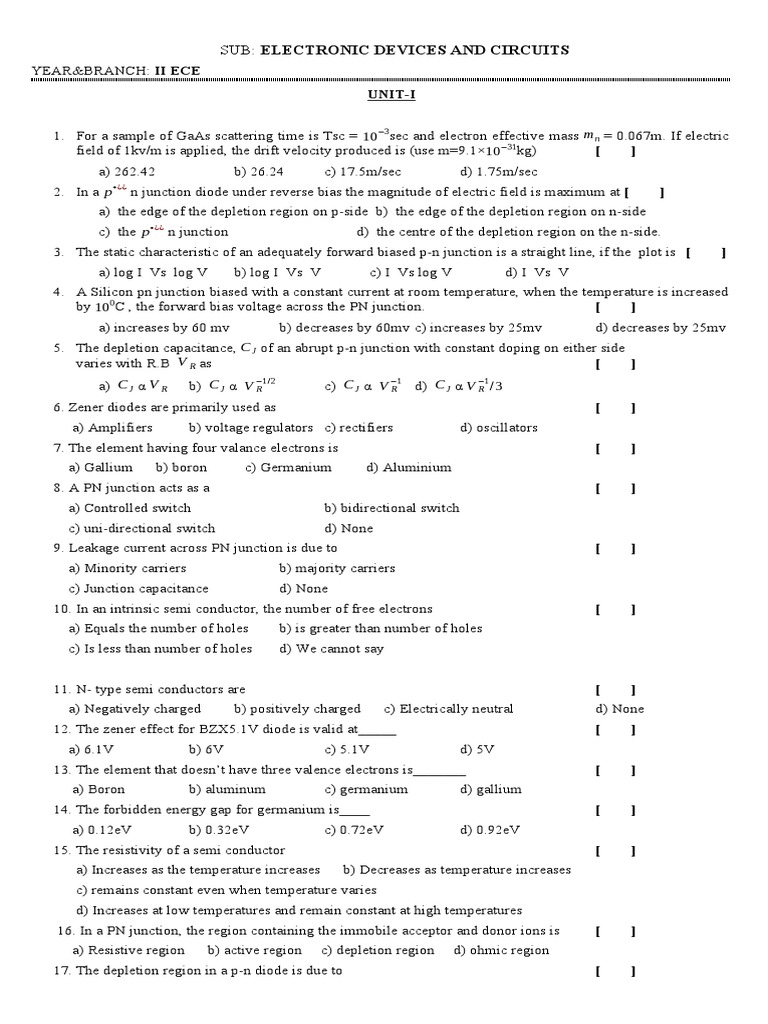 EDC Bits-2019-20 | PDF | Bipolar Junction Transistor | Field Effect Transistor
