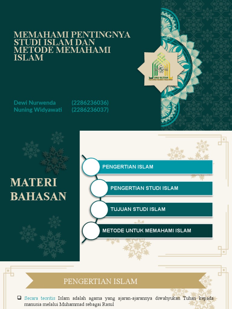 Kel. 1 - Memahami Pentingnya Study Islam Dan Metode Memahami Islam | PDF