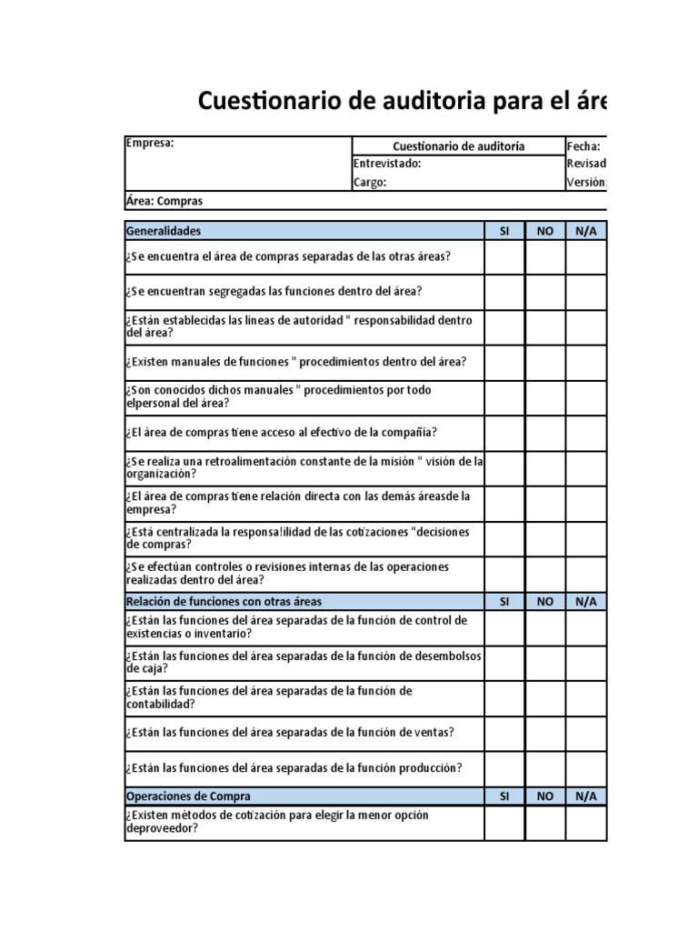 Guía para Auditoría Depto. Compras | PDF | Auditoría | Calidad (comercial)