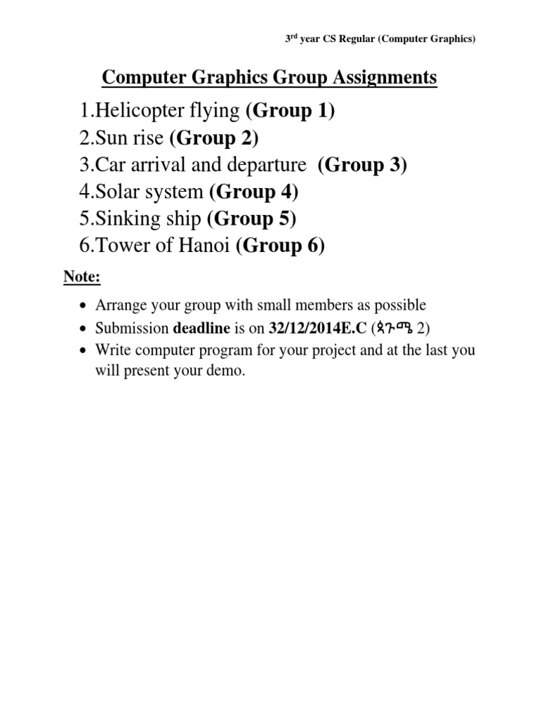 Computer Graphics Group Assignments | PDF | Computers