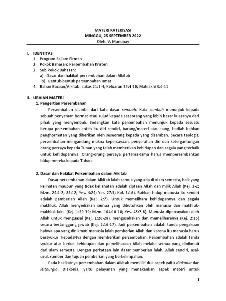 MATERI KATEKISASI 25 Sept 2022 | PDF