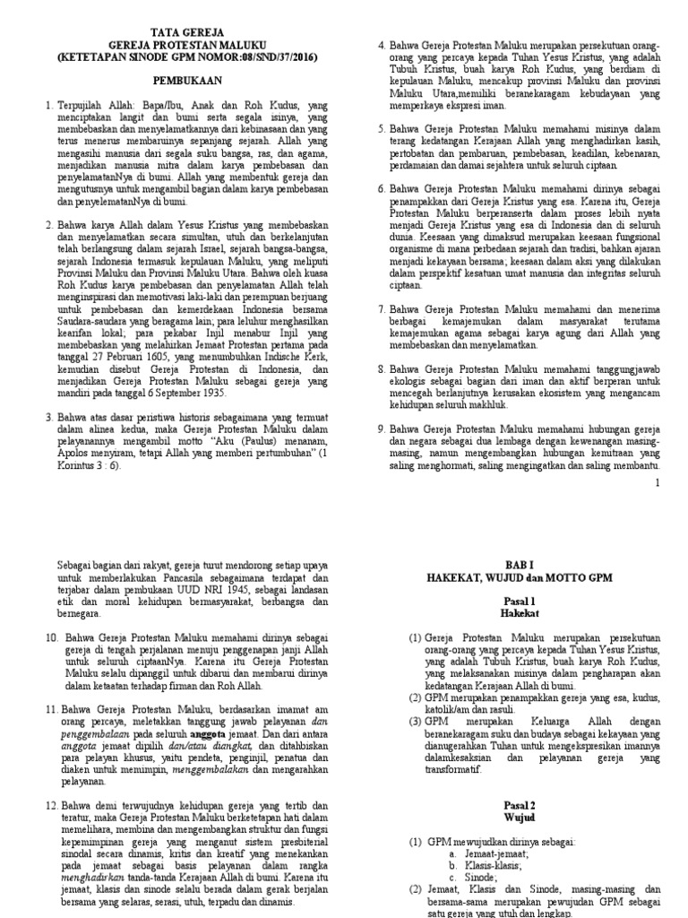Tata Gereja GPM | PDF