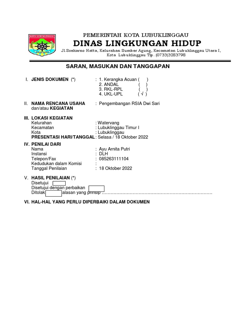 16.lembar Saran, Masukan, Kritikian | PDF
