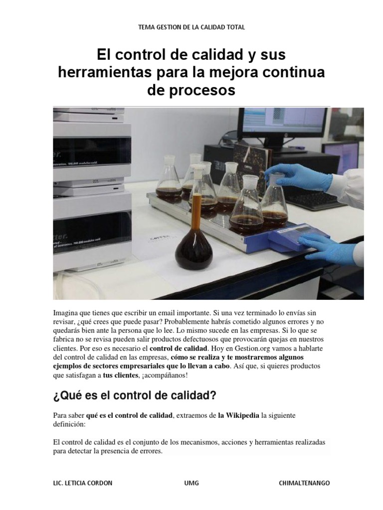 El Control de Calidad y Sus Herramientas para La Mejora Continua de Procesos | PDF | Calidad ...