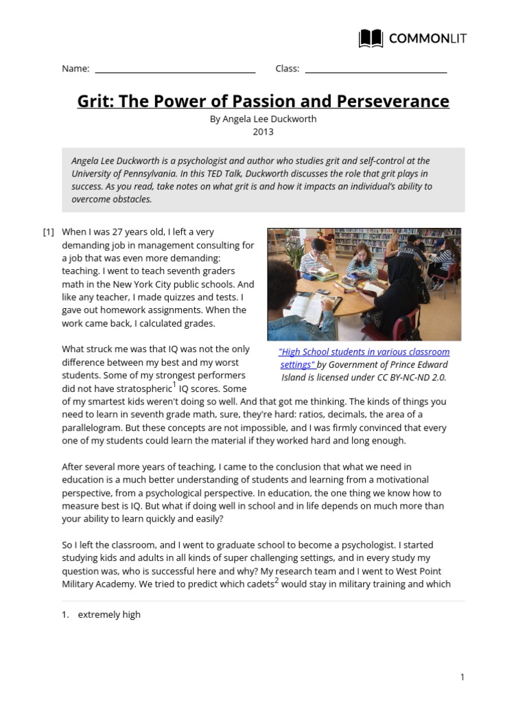 Grit The Power of Passion and Perseverance-Teacher-14 | PDF | Grit ...