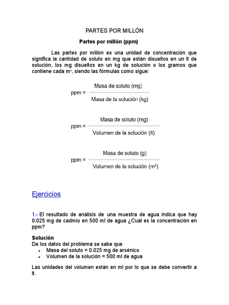 Partes Por Millón | PDF | Concentración | Ciencias fisicas
