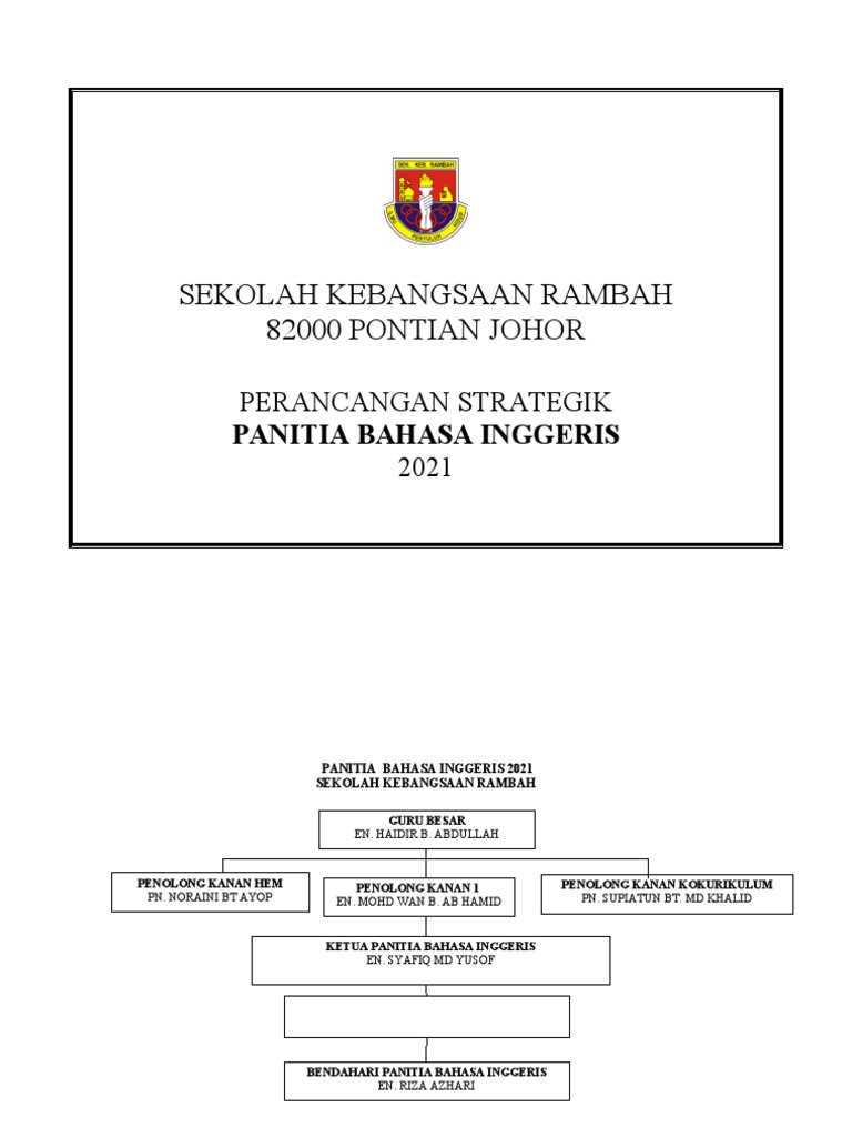PELAN STRATEGIK BAHASA INGGERIS SKR 2021.doc Version 1 | PDF
