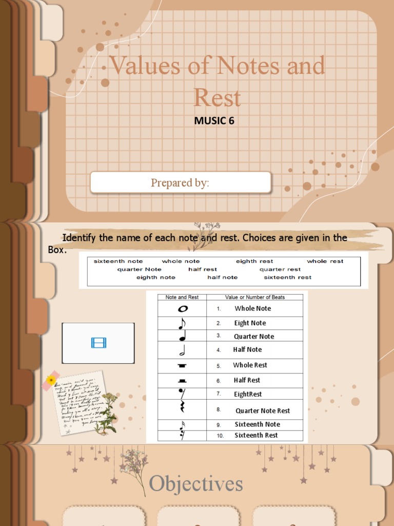 Week 3 - Music 6 - Values of Notes and Rest | PDF | Music Theory | Notation