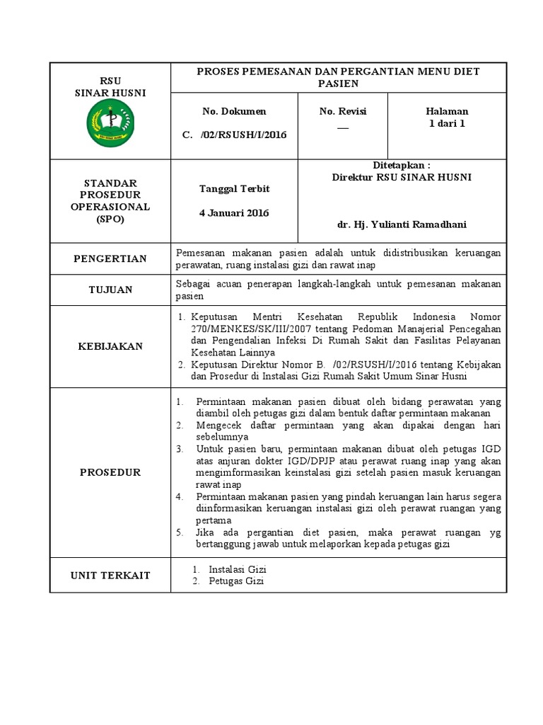 C.017 Spo Proses Pemesanan Diet | PDF | Pengembangan Diri | Kesehatan ...