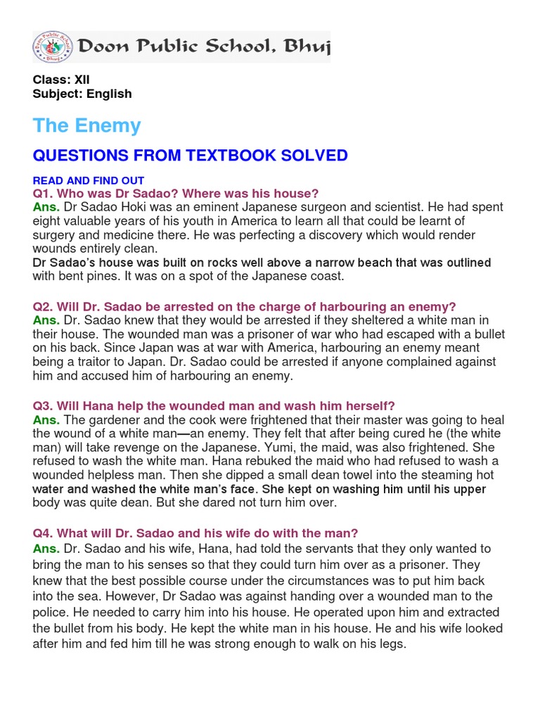 12 Oct - CL XII - Eng - Vistas - Ch-4 The Enemy | PDF
