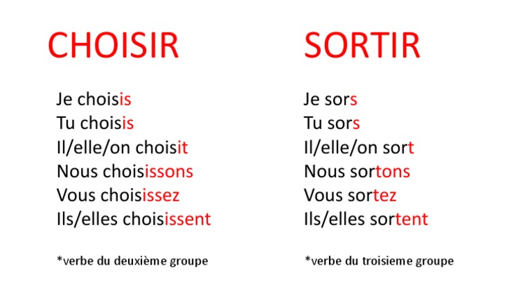 Les Verbes Sortir Et Choisir | PDF