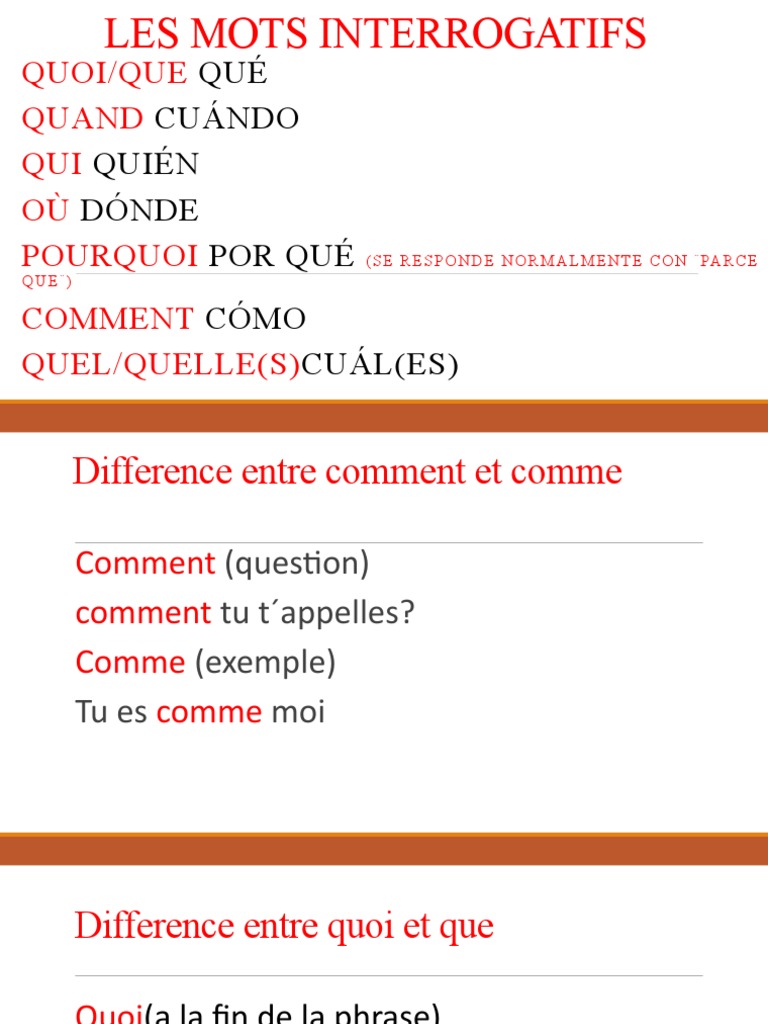 Les Mots Interrogatifs | PDF