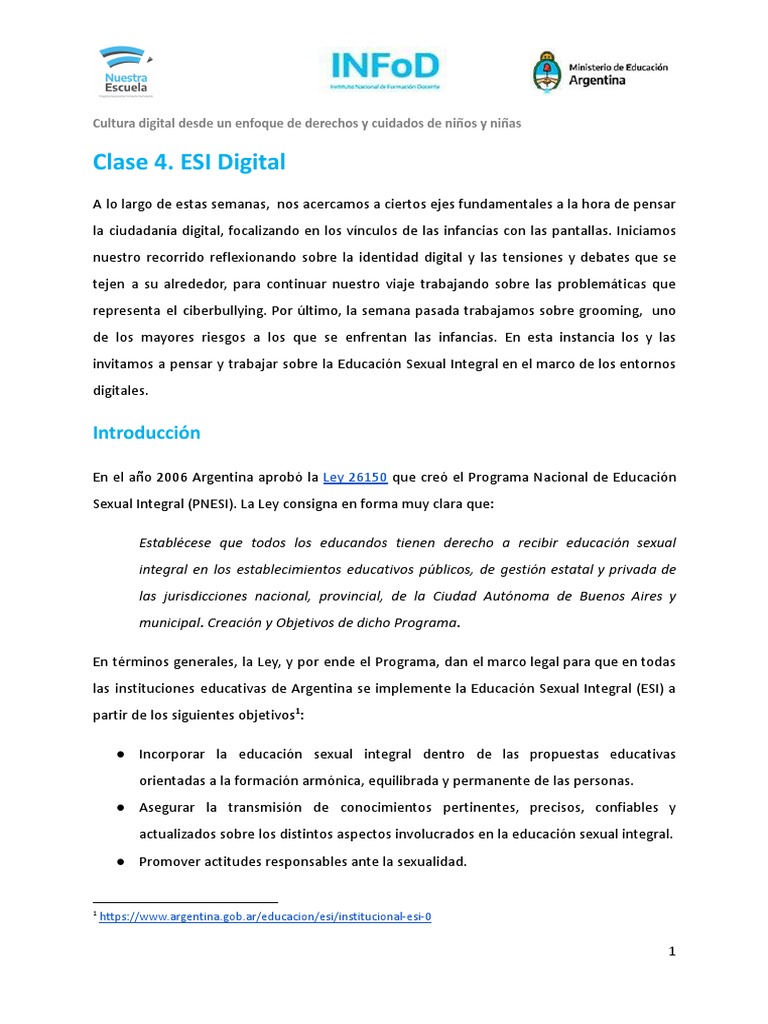 Clase 4 - ESI Digital | PDF | Educación sexual | Internet