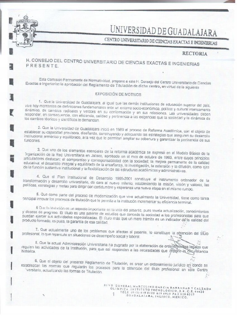 Reglamento de Titulacion Cucei | PDF