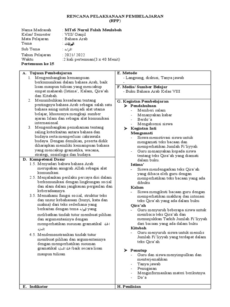 RPP SESUAI KMA 183 Empat Maharah | PDF