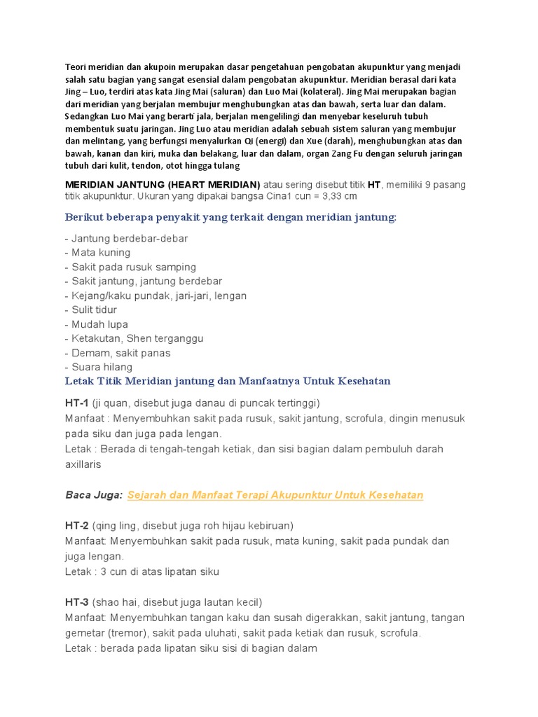 Titik Meridian Jantung dan Pericardium | PDF