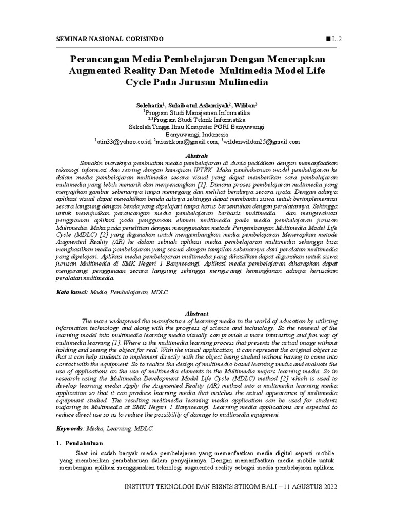Perancangan Media Pembelajaran Dengan Menerapkan Augmented Reality Dan Metode Multimedia Model ...