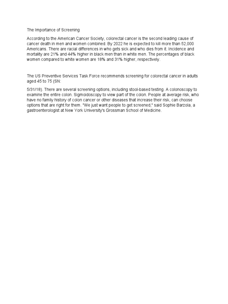 The Importance of Screening | PDF | Social Science | Self-Improvement