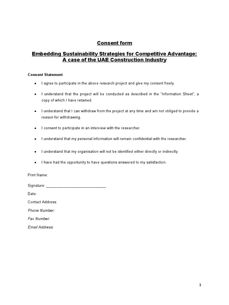 UAE Construction Sustainability Consent Form | PDF | Sustainability ...