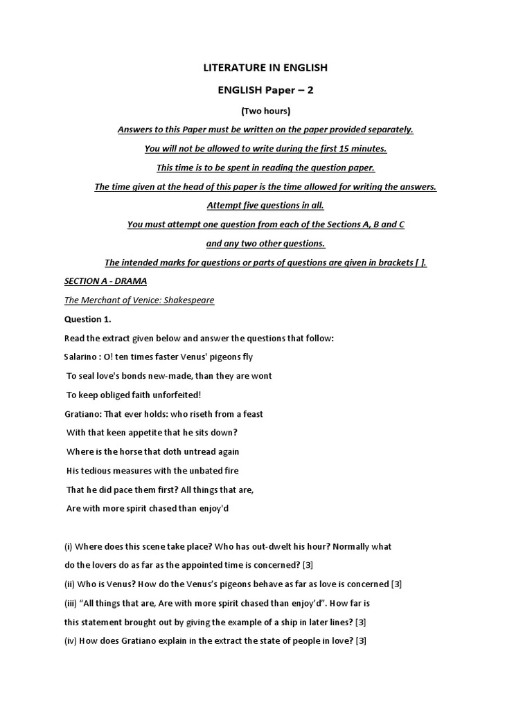 Literature Exam: Drama & Loyalties Analysis | PDF | The Merchant Of Venice