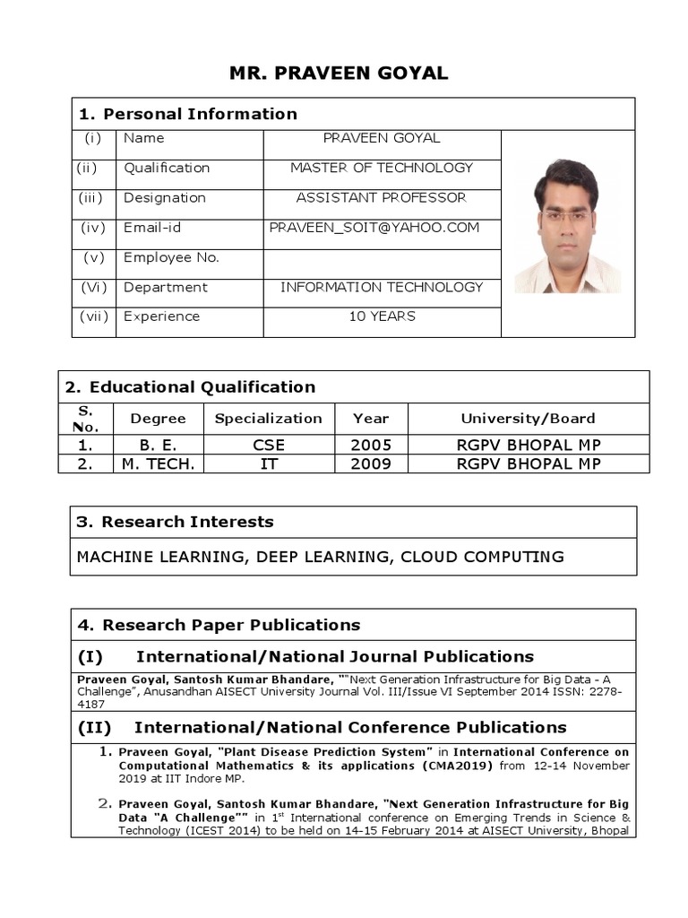 Praveen Goyal's CV: 10+ Years IT Experience & Research | PDF | Computing | Science