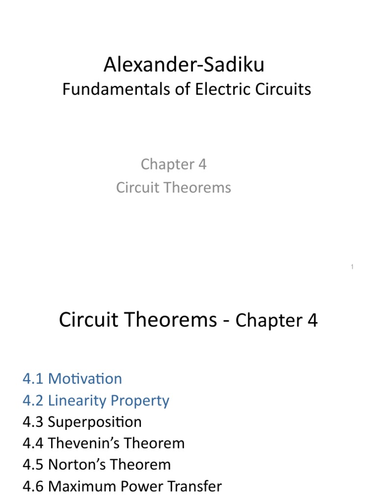 Chapter 4-Circuit Theorems | PDF | Electrical Network | Electronic Engineering