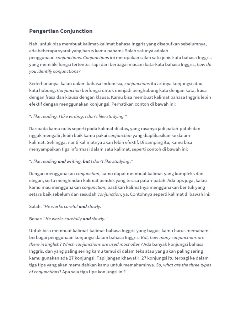 Conjunction | PDF | Seni & Disiplin Bahasa