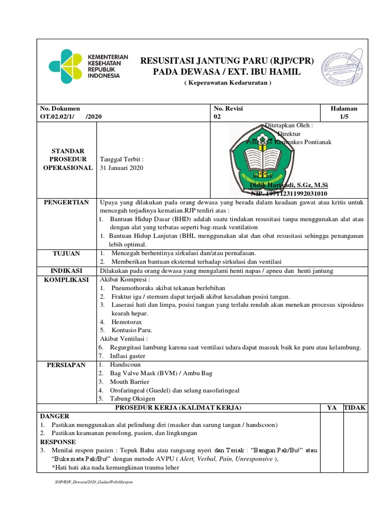 Sop RJP Dewasa 2020 | PDF