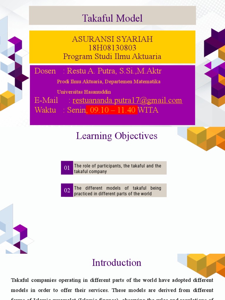 Pertemuan 5 Takaful Model | PDF | Financial Services | Semitic Words ...