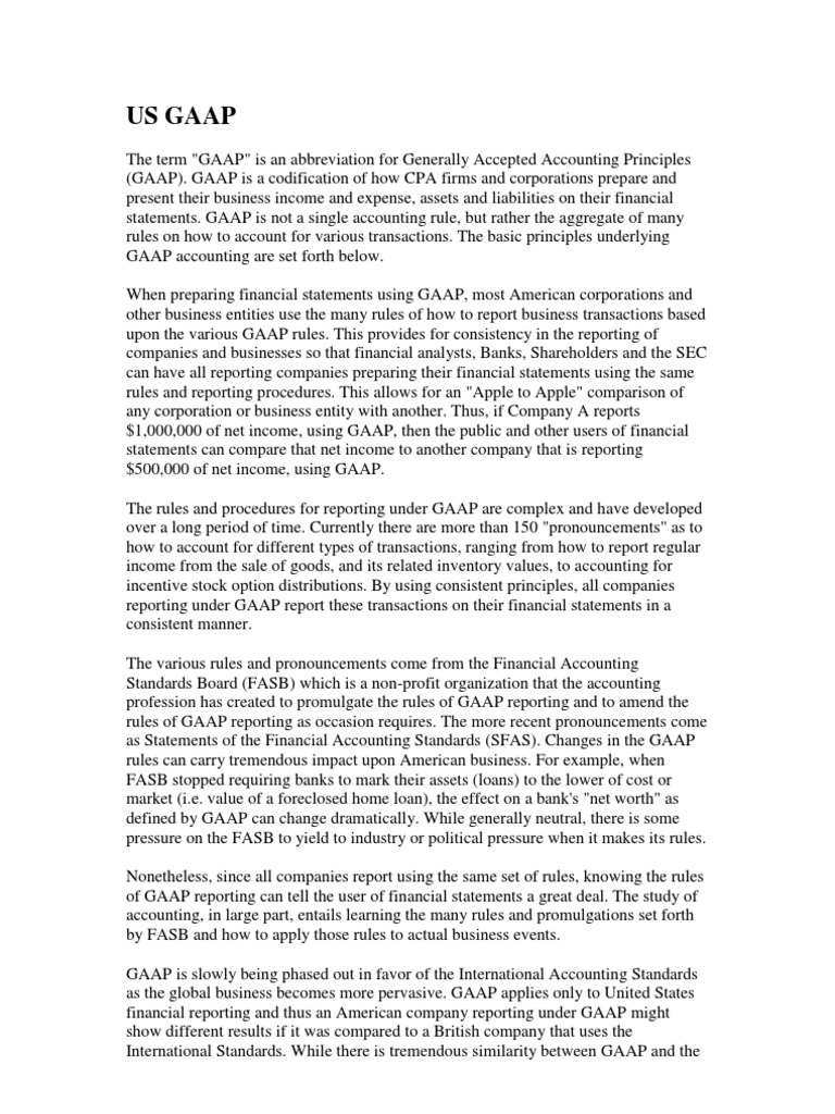 US GAAP | Generally Accepted Accounting Principles (United States ...