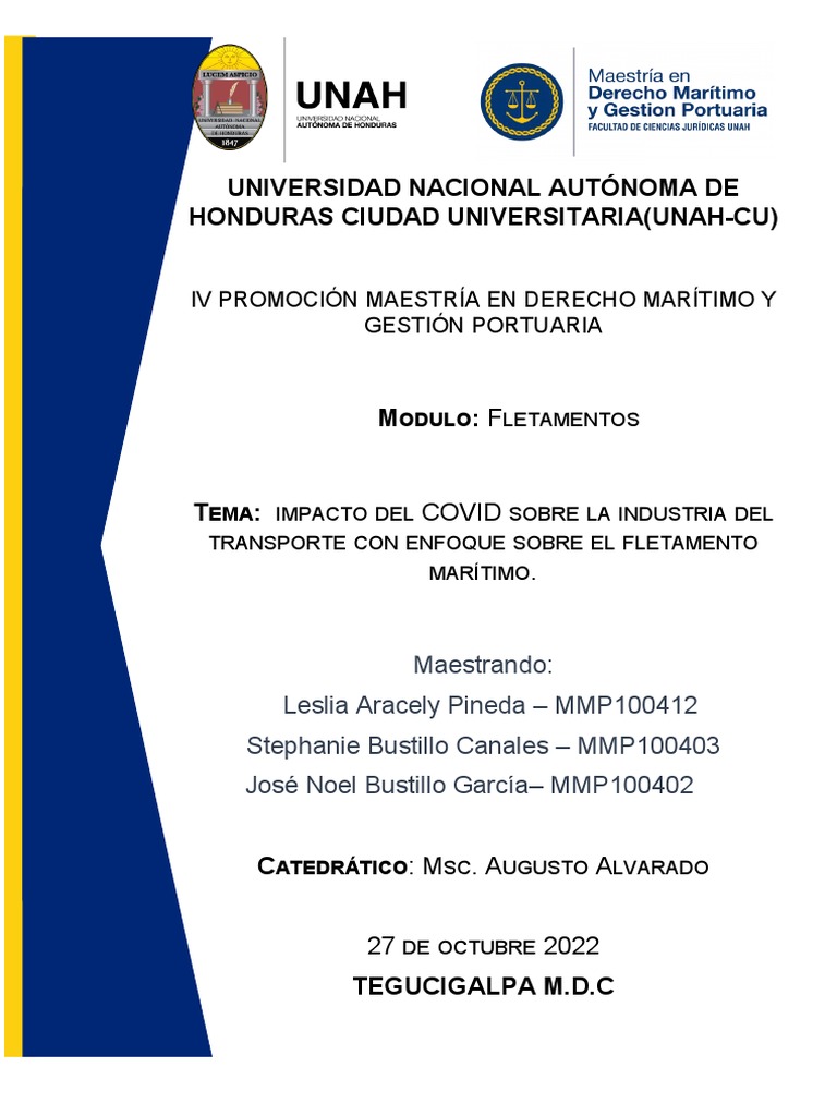 Informe 1. Impacto Covid 19 en La Industria Marítima Enfoque Contrato ...