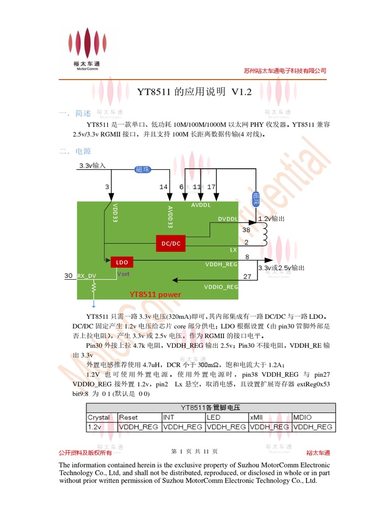 YT8511应用说明1 2 | PDF