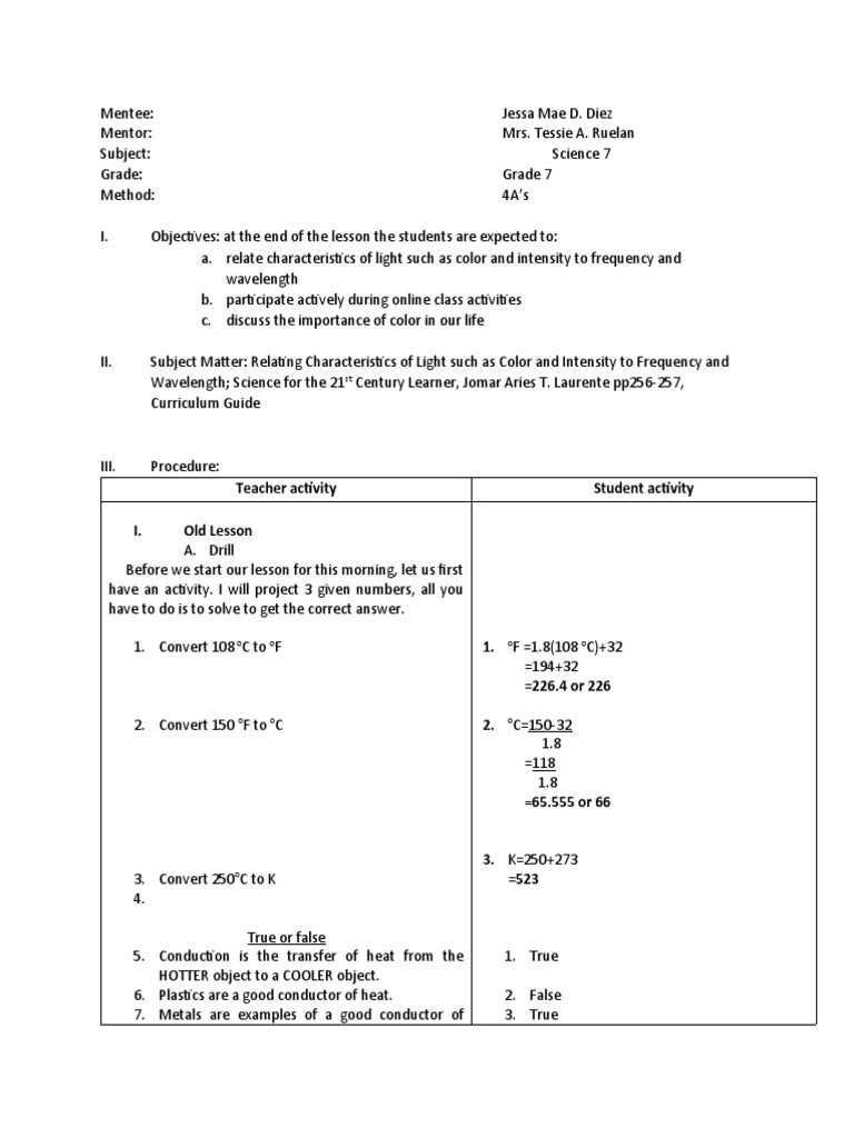 Characteristics of Light in Science 7 | PDF | Light | Color