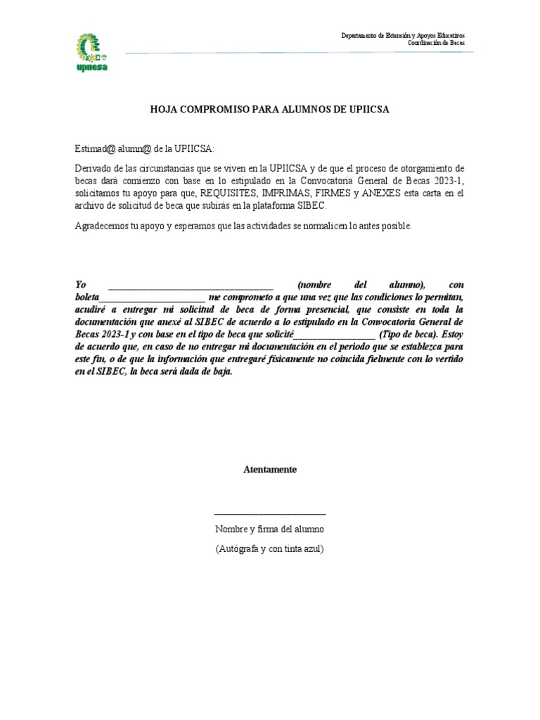 Hoja Compromiso | PDF