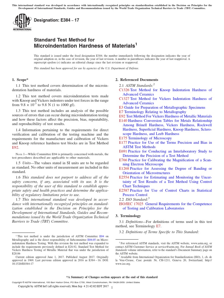 Astm E384 | PDF | Hardness | Materials Science