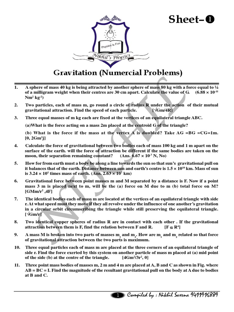 Gravitational Forces and Their Applications: Solving Numerical Problems Related to Gravitation ...