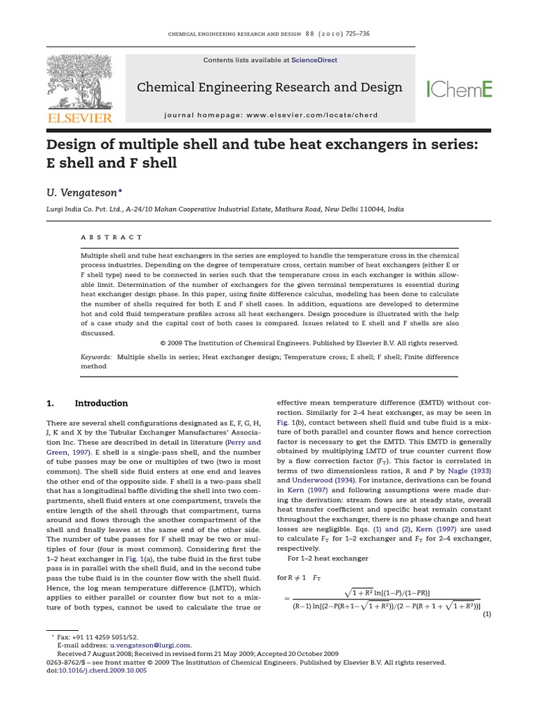 Design of Multiple Shell and Tube Heat Exchangers in Series E Shell and ...