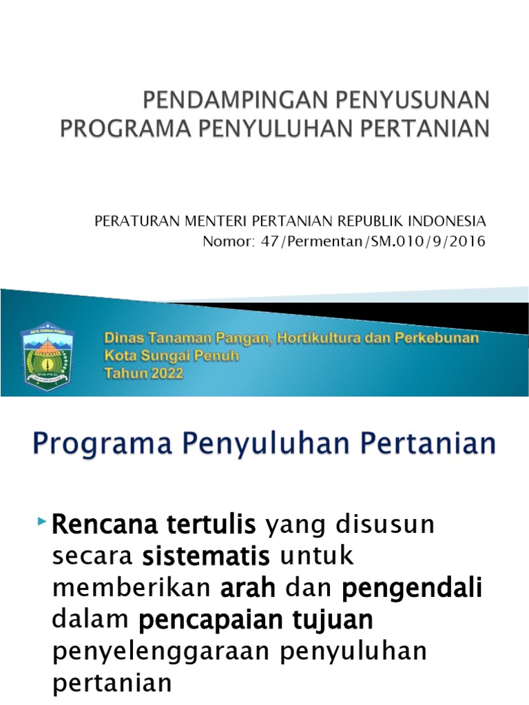 Pedoman Penyusunan Programa Penyuluhan Pertanian | PDF