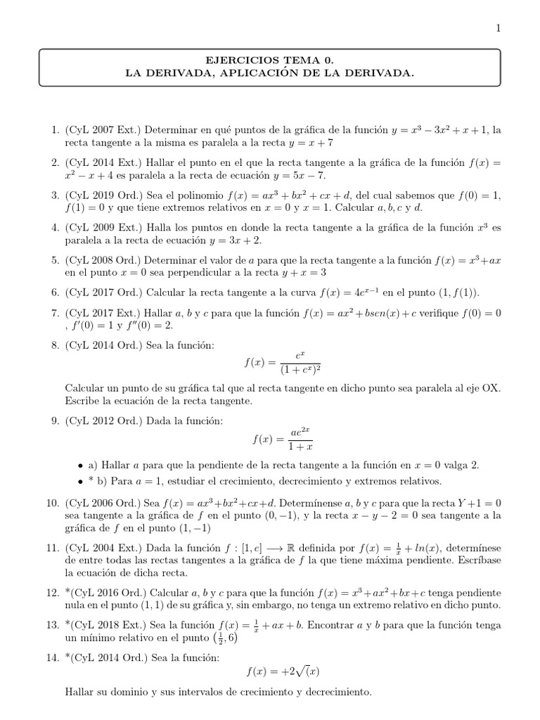 Ej Derivadas | PDF | Pendiente | Línea (geometría)
