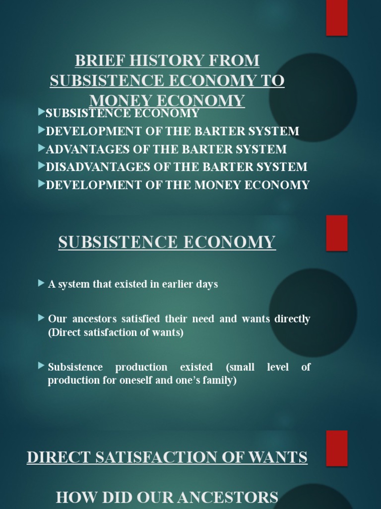 Brief History From Subsistence Economy To Money Economy | PDF | Money ...