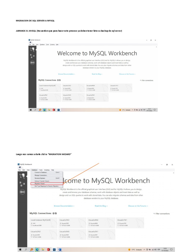 Migracion Base de Datos Mysql | PDF | Mi sql | Servidor SQL de Microsoft