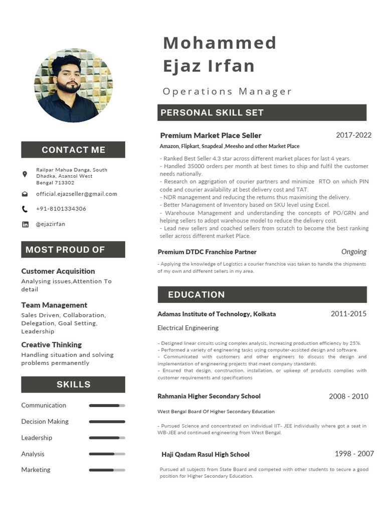EJAZ CV Resume | Download Free PDF | Design | Engineering