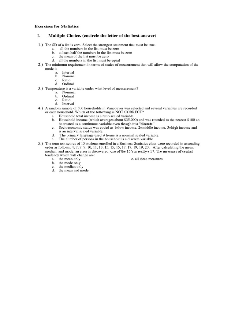 Math 10 Practice Problems Pdf Level Of Measurement Mode Statistics
