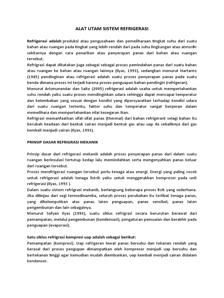 Komponen Utama dalam Sistem Refrigerasi | PDF